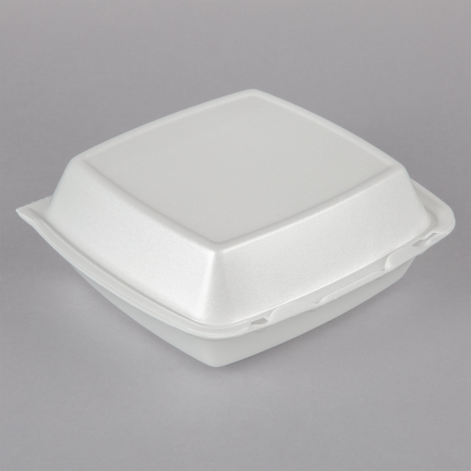 White Foam Square Take Out Container with Hinged Lid - Savvy Supply