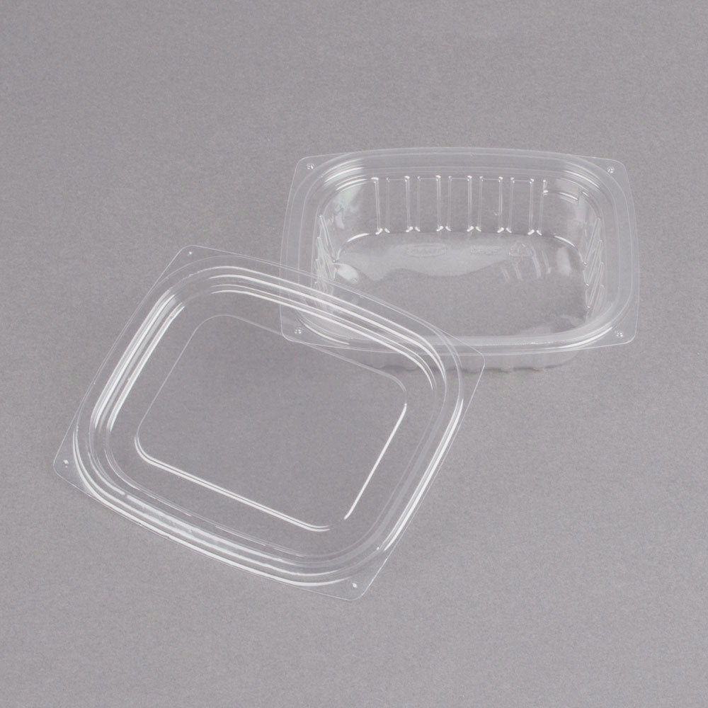 Dart Clear Rectangular Plastic Container with Lid 8oz - Savvy Supply